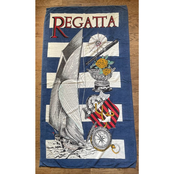 Hilasal | Bath | Vintage Hilasal Regatta Sailing Nautical Beach Towel ...